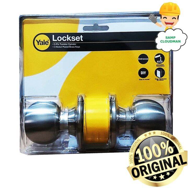 Original Yale Stainless 304 Cylindrical Entrance Lockset Satin Finish Door Knob VCA5127 | Lazada PH