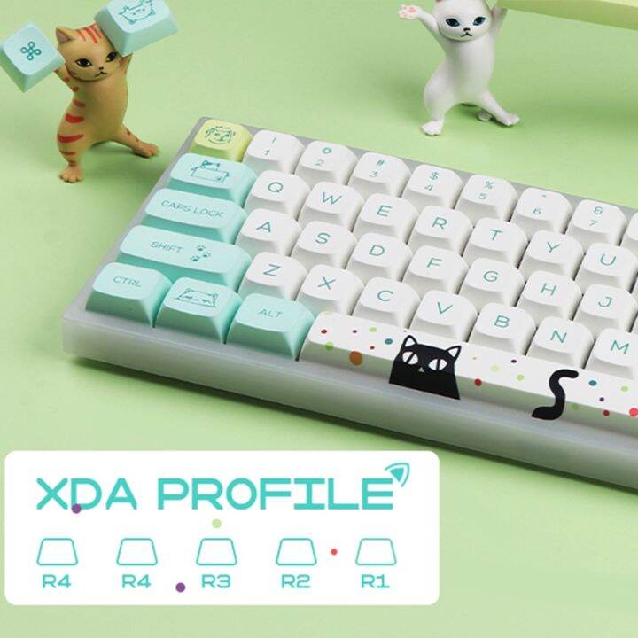 XDA Profiles Strange Cat Keycaps 131Keys PBT Dye-Sublimation Compatible ...