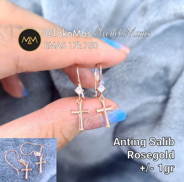 Anting Salib Daisy emas rosegold 750 kadar 17k | Lazada Indonesia Anting Salib Daisy emas rosegold 750 kadar 17k | Lazada Indonesia
