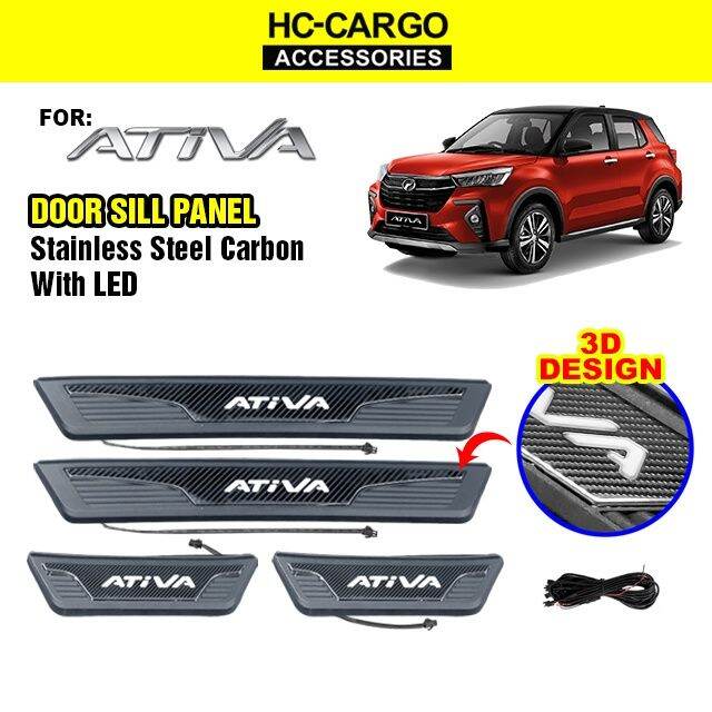 Perodua Ativa Model V CARBON Design Door Side Sill Panel With BLUE LED ...