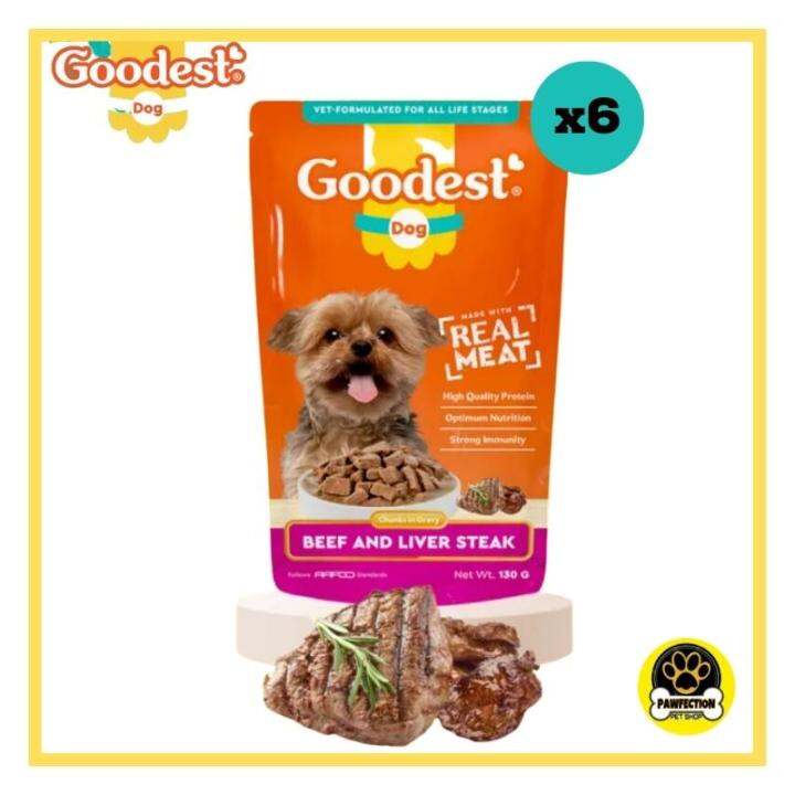 Goodest DOG Wet food (BEEF & LIVER STEAK) 130g (SET OF 6 PACKS) | Lazada PH