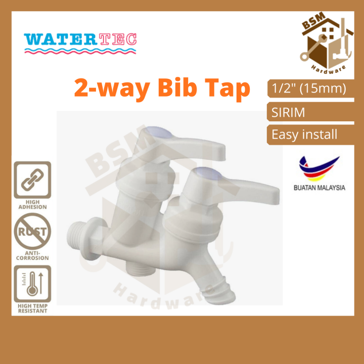 BSM Watertec Truflo Pvc Two Way Tap 2 Way PVC Bib Tap Wall Mounted Twin ...