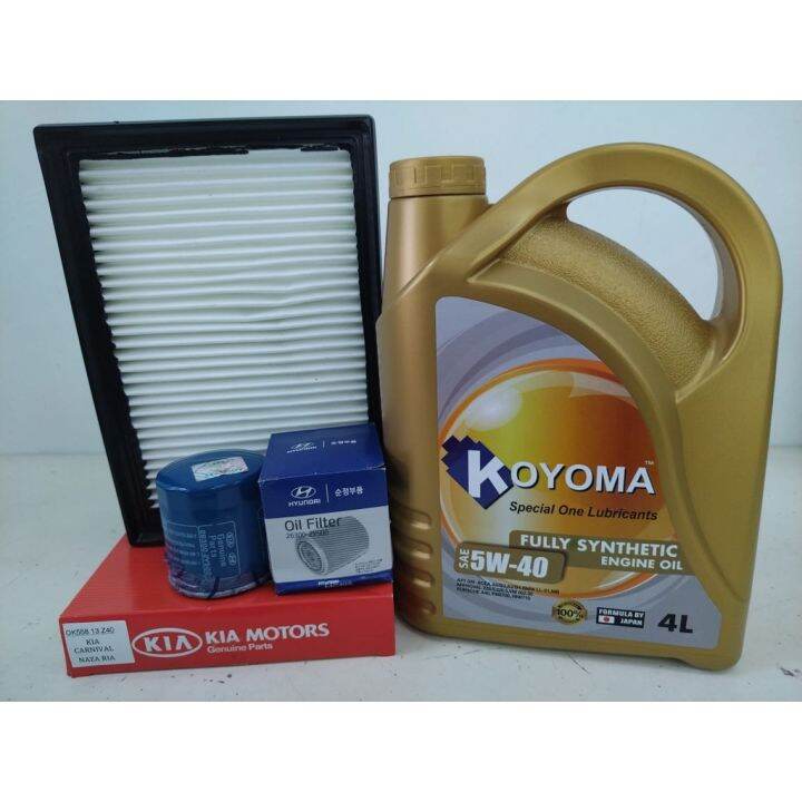 KIA CARNIVAL, NAZA RIA OIL FILTER + AIR FILTER + KOYOMA 5W40 FULLY ...