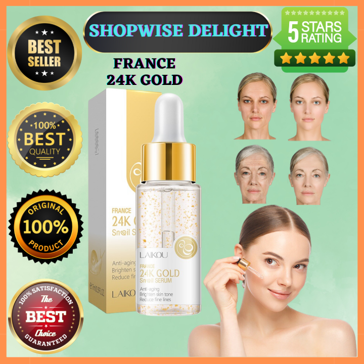 BEST SELLER LAIKOU 24k Gold Snail Face Serum (17ml) + Snail Extract Face Cream Repairing Remove ...