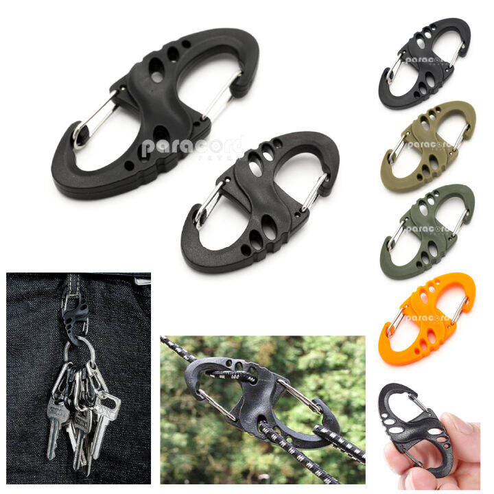 S-shape Tactical Lightweight PVC Two Way Keychain S-biner Carabiner ...