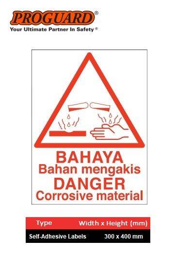 "Danger Corrosive Material" Bahaya Danger Chemical Hazardous Sticker ...