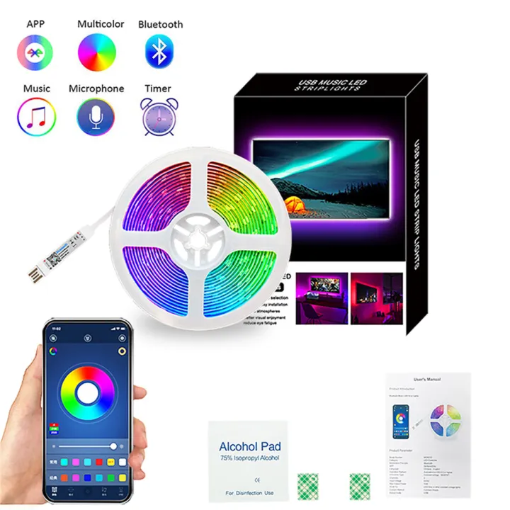 Tian Led Strip Light Bluetooth Flexible Music Lamp Desk Screen Tv ...