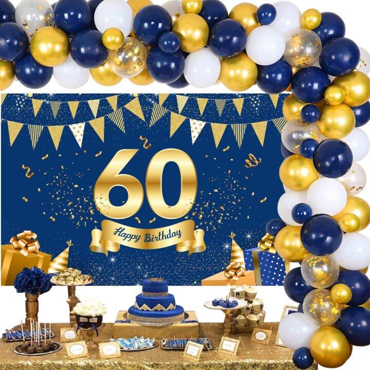 Sursurprise Birthday Decorations For Men Or Women Navy Blue And Gold