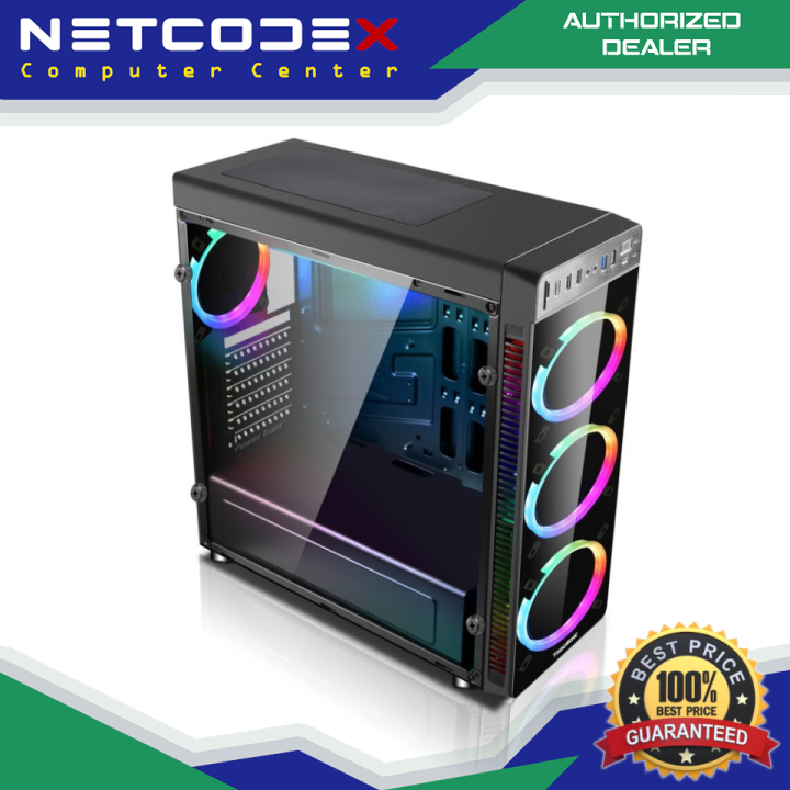 Trendsonic Mirror M106A ATX Case Black Computer Case with 4x ARGB ...