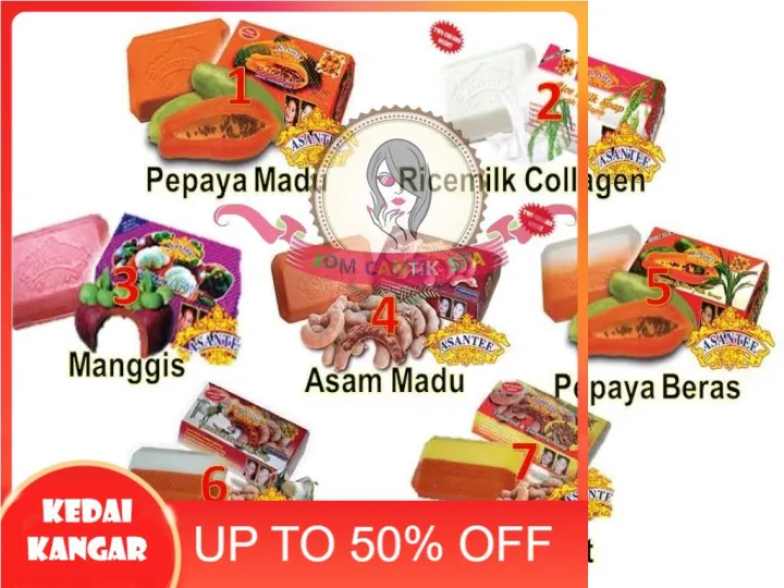 SABUN ASANTEE SOAP TAMARIND GOAT MILK PAPAYA HONEY RICE MILK MANGOSTEEN ...