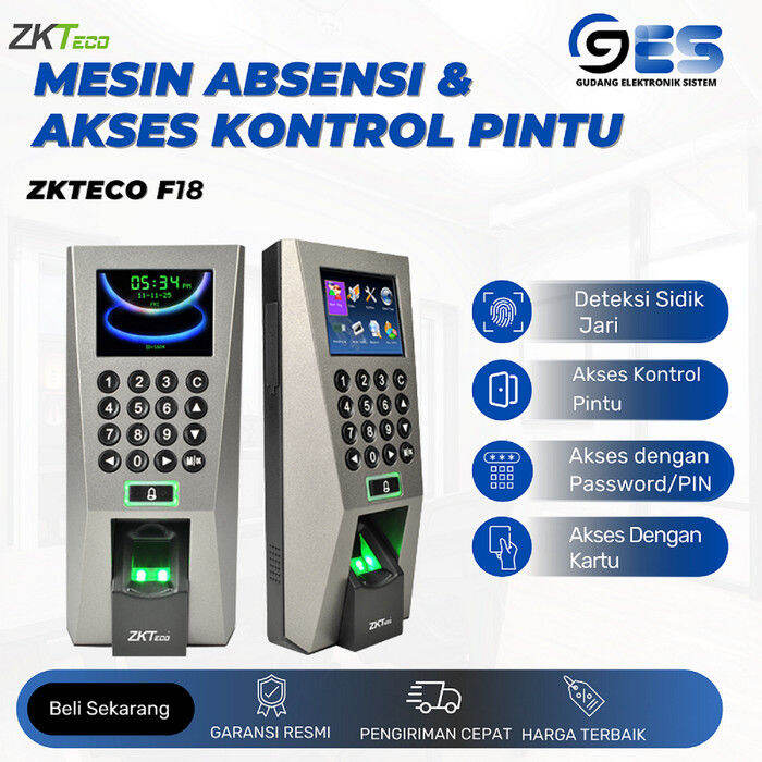 Mesin Absensi Fingerprint Sidik Jari Zkteco F18 Akses Kontrol Pintu | Lazada Indonesia