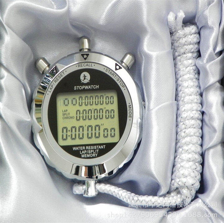 Metal Digital Timer Sports Stopwatch Water Resistant Memory Counter ...