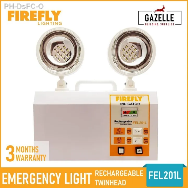 Firefly Rechargeable Twinhead Emergency Light Lamp - FEL201L / FEL-201L ...