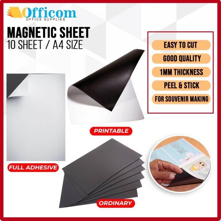 (10 Sheets) Magnetic Sheet A4 Size Ordinary | with Adhesive | Printable ...