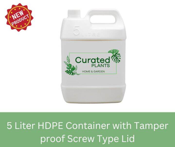 5 Liter (EMPTY) HDPE Container with Tamper Proof Screw Type Lid & EPE ...