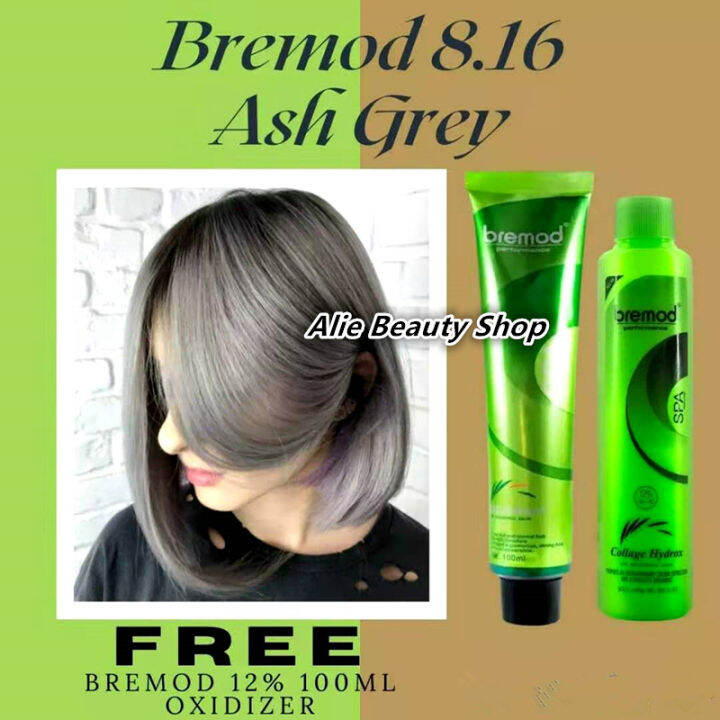 Bremod 8.16 Ash Gray/Ash Grey Fashion Color+ Bremod 12% Oxidizer 100ml ...