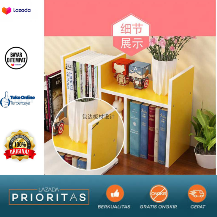 [BISA COD] Rak Meja Buku Rakitan Susun Minimalis Serbaguna Multifungsi ...