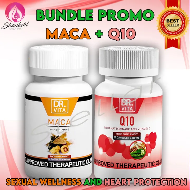 BUNDLE of DR.VITA MACA and DR. VITA Q10 with Nattokinase and Vitamin E for Healthy heart 500mg ...