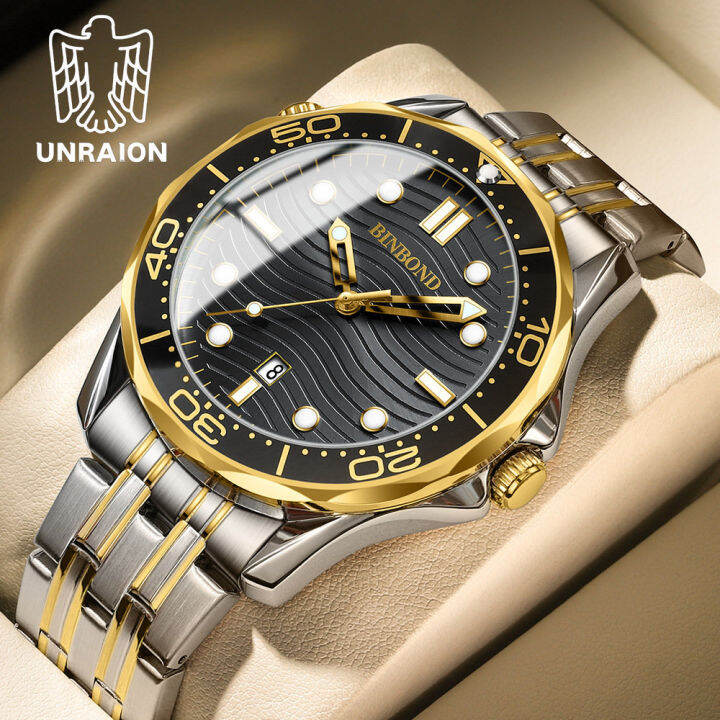 UNRAION นาฬิกาผู้ชายซีรีส์ม้าน้ำ,เกรดสูงเรืองแสงนาฬิกากีฬากันน้ำรอยขีด ...