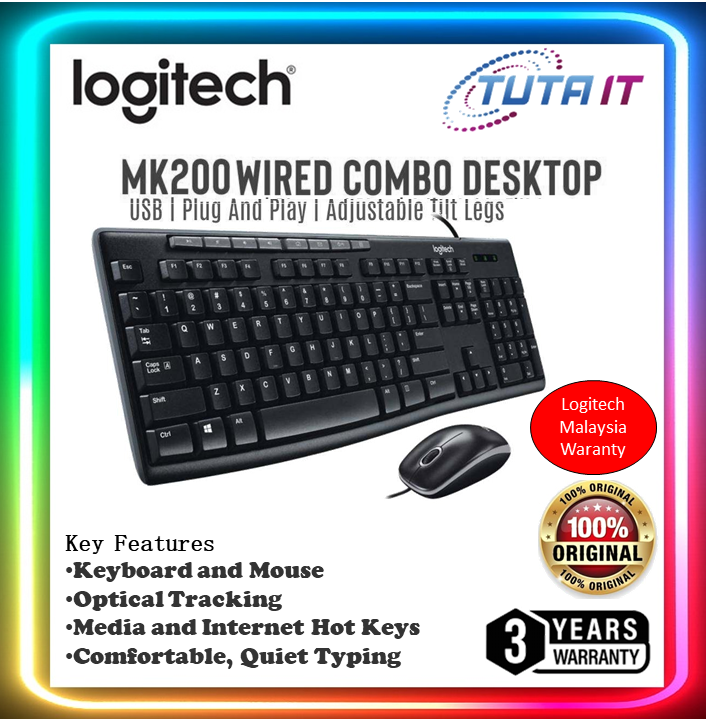 Logitech Mk200 Media Corded Keyboard And Mouse Combo 920 002693 Lazada