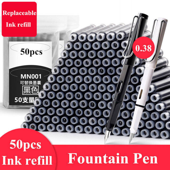0.38mm Fountain Pen set with replaceable ink refill, 2 Pens + 50 ...