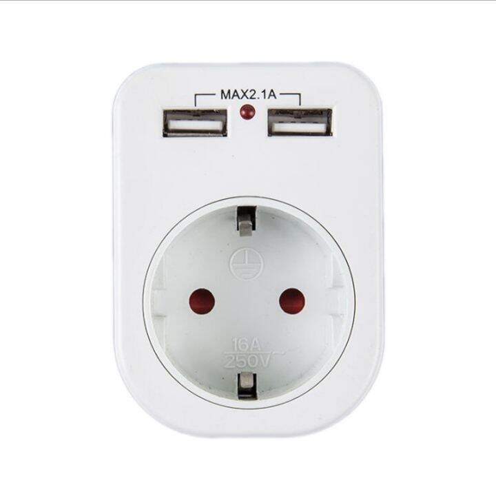 EU Standard Conversion Plug With Dual USB，Socket Extension 2 USB ...