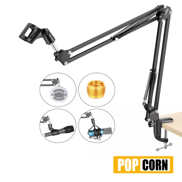 Popcorn Adjustable Microphone Suspension Boom Scissor Arm Stand Mic ...
