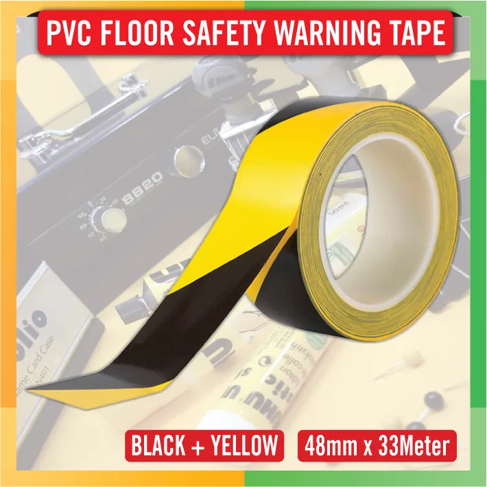 Floor Tape 48mm X 33m Floor Safety Caution Warning Tape PVC Vinyl Floor Marking Tapes Yellow ...