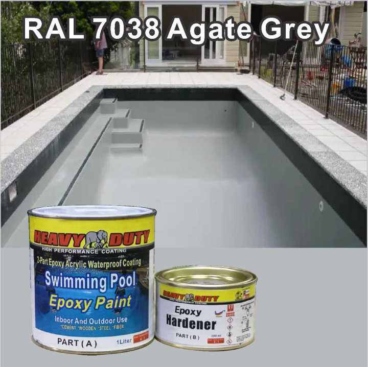 RAL 7038 AGATE GREY SWIMMING POOL EPOXY PAINT /Heavy Duty • 2-Part ...