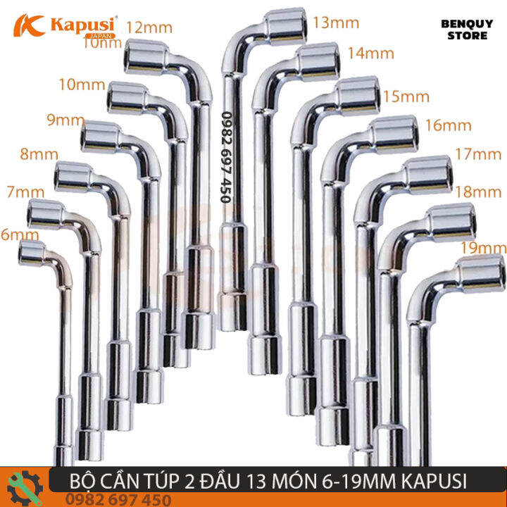CẦN TUÝP 2 ĐẦU KAPUSI JAPAN CAO CẤP ĐA NĂNG GỒM 13 CỠ TỪ 6-19MM. CẦN MỞ BULONG, HAI ĐẦU VẶN ĐAI ...