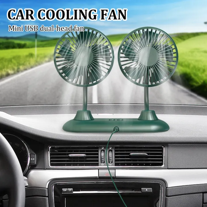 FUVOYA【Ready Stock】Car Fan Dual Head USB Dashboard Cooling Fan 3 Speeds ...
