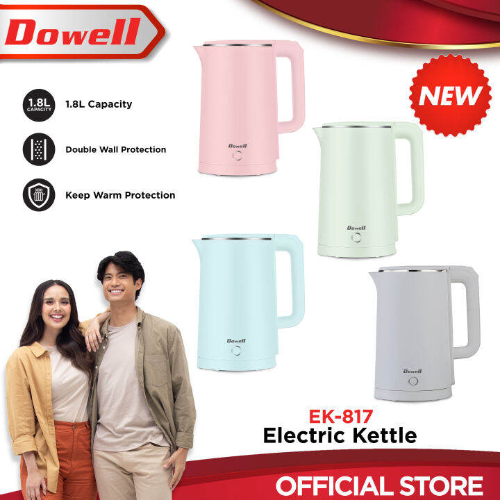 Dowell EK-817 1.8L Pastel Color Electric Kettle with Double Wall Heat Protection | Lazada PH