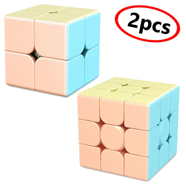 2 Pcs Korea Hot Macaron Toy 2x2 and 3x3 Cube Bundle Set Speed Rubik's ...
