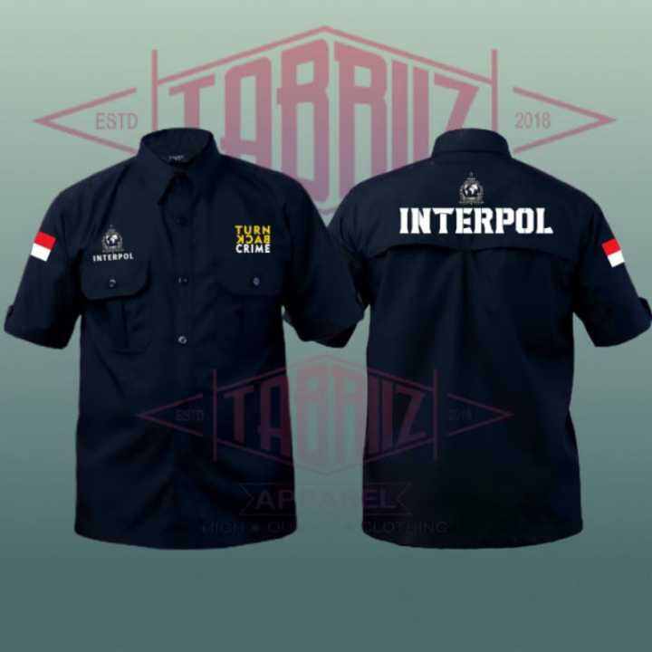 SERAGAM PDH INTERPOL KEMEJA TURN BACK CRIME LENGAN PENDEK | Lazada ...