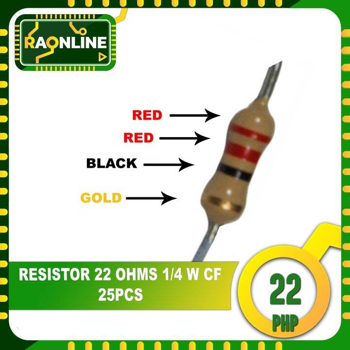 Raonline 25pcs RESISTOR 22 OHMS 1/4 W | Lazada PH