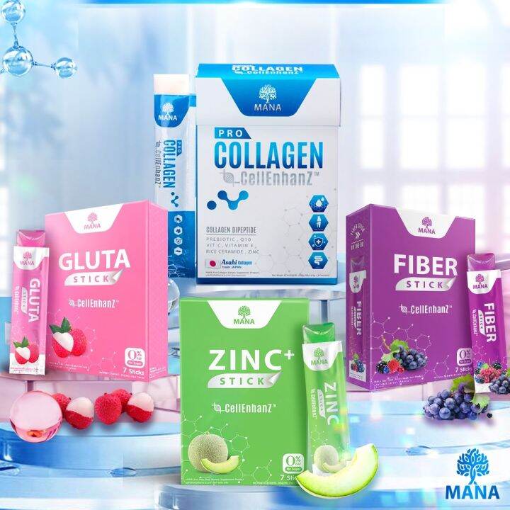MANA Pro Stick Collagen + MANA Gluta Stick + MANA Zinc Stick + MANA ...