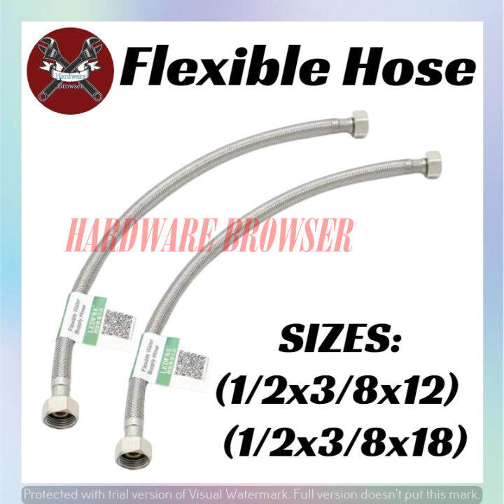 1001 2PCS FLEXCO USA Stainless Flexible Hose (1/2x3/8x12) and (1/2x3 ...