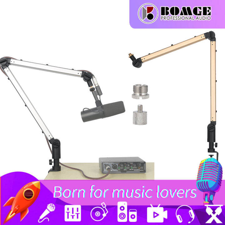 BOMGE Cantilever Microphone Stand Adjustable 360° Swivel Desk Mount ...