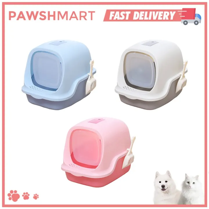 PAWSH MART Clamshell Litter Box Fully Enclosed Splash-Proof Cat Litter ...