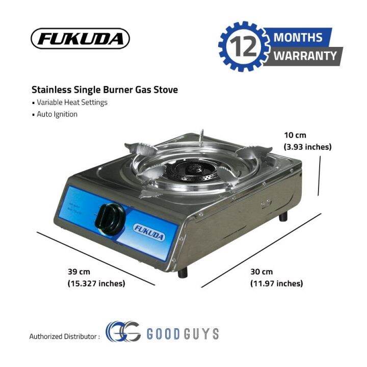 Fukuda Gas Stove Single Burner Stainless with Auto Ignition FGS415S ...