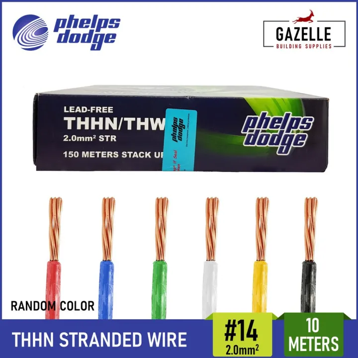 Phelps Dodge THHN/THWN Stranded Wire 10 Meters #14 (2mm^2), #12 (3.5mm ...