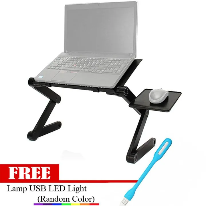 T8 Multi-functional and Foldable Laptop Table (Black) with LED LIGHTS ...