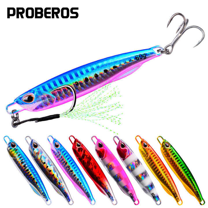 PROBEROS 1pcs Luminous Micro Jig Lure Bait Fishing Sea Metal Jig 40g Slow Sinking Jigging with ...