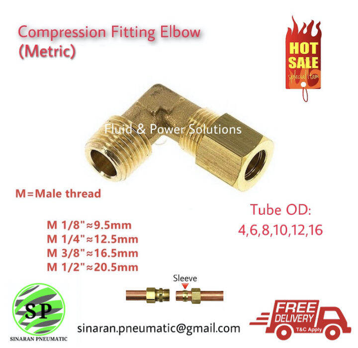 Compression Male Elbow Tube size : 4,6,8,10,12 mm , Fitting BSPT(PT ...