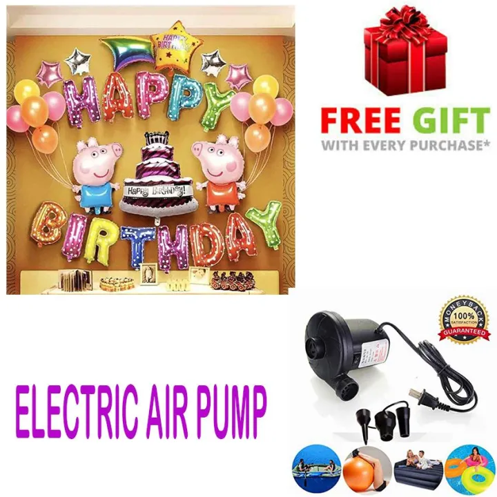 peppa pig pink foil balloon with electric air pump | Lazada PH