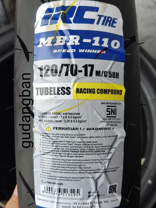 IRC MBR110 120 70 17 Speed Winner Soft Compound Ban Motor Tubeless ...