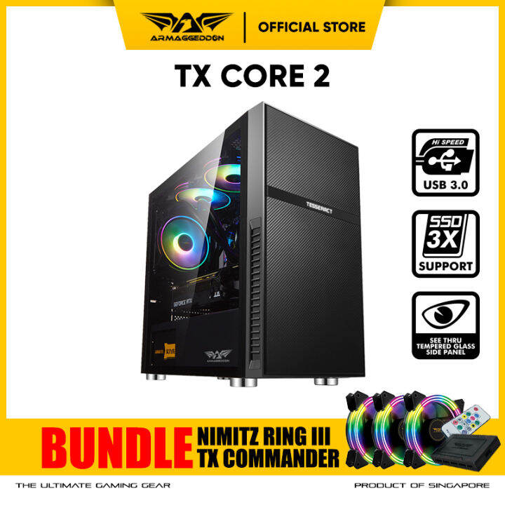 Armaggeddon Tesseract Core 2 See Thru Side Panel Micro ATX Pro Gaming ...