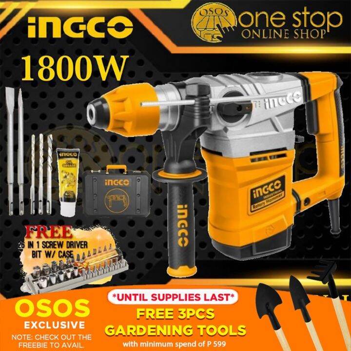 Ingco Rotary Hammer/CHIPPING GUN 1800w RH18008 with FREE 28IN1 ...