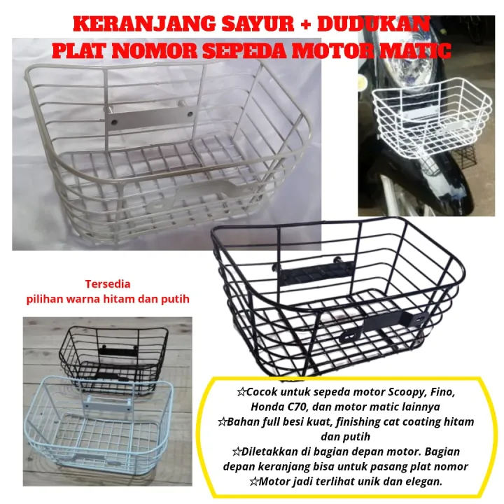 KERANJANG SAYUR BESI SEPEDA MOTOR MATIC SEKALIGUS DUDUKAN PLAT NOMOR ...