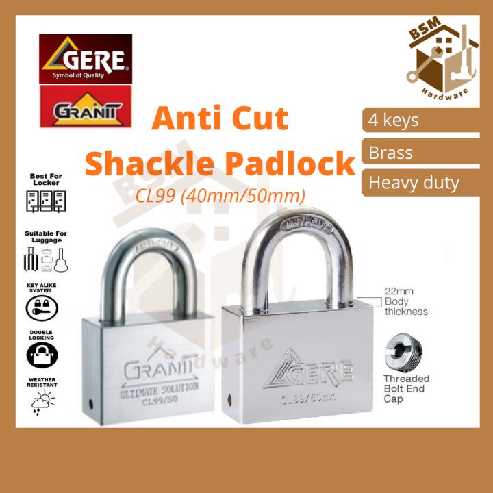 BSM GERE Granit Padlock Heavy Duty Anti Cut Padlock Safety Security Pad ...